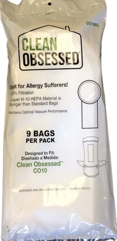 CLEAN OBSESSED 10 QT CO10 BACKPACK HEPA FILTER BAGS, 9PK CO10BG – Mr ...